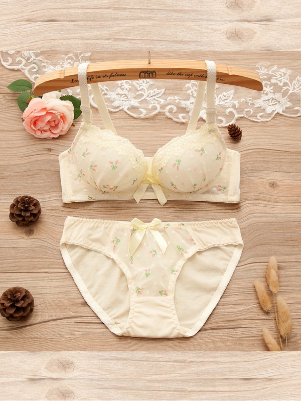 Bộ đồ lót ren nữ sinh phong cách nhật bản DOL62-Vàng